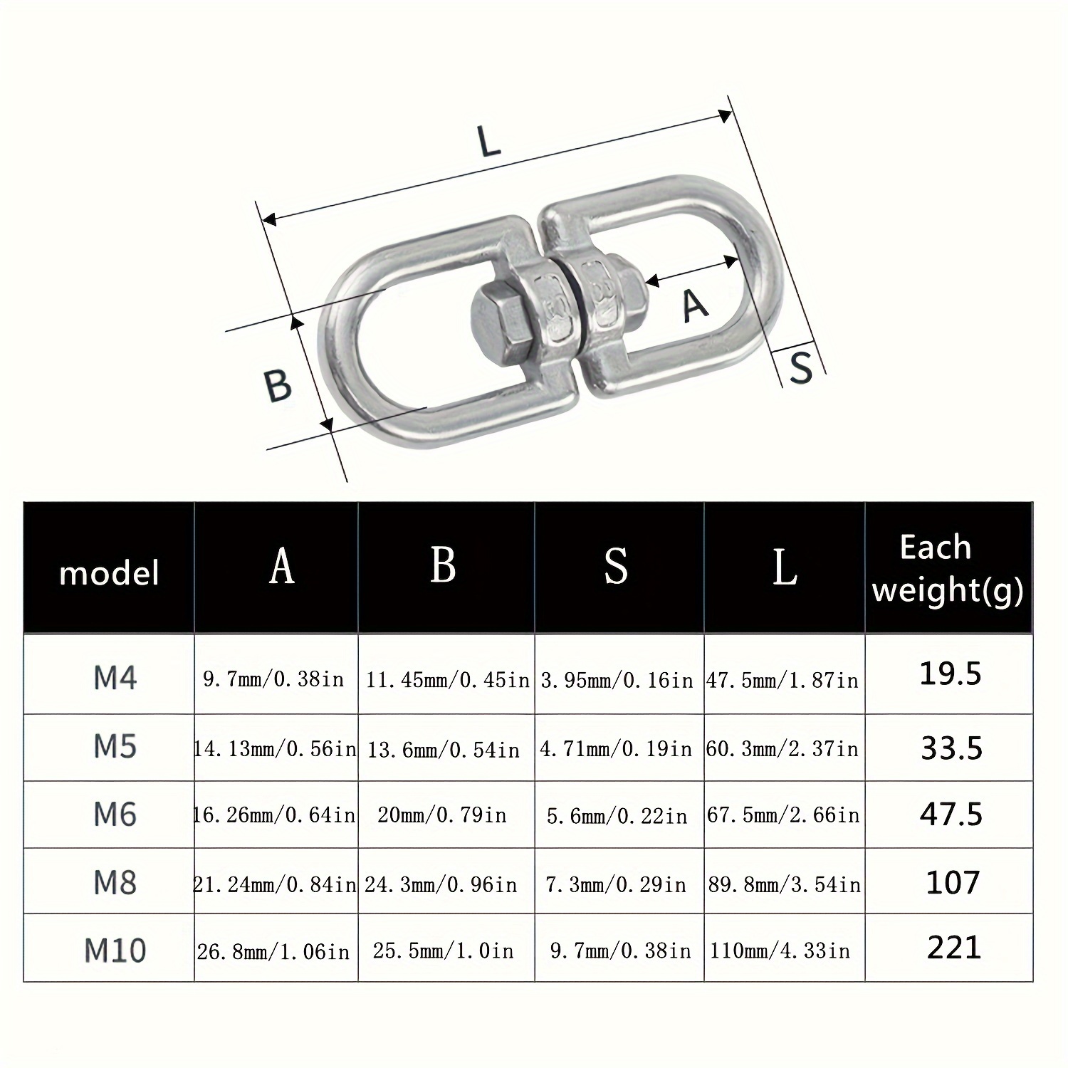 304 Stainless Steel 8 shaped Swivel Connection Ring Five - Temu