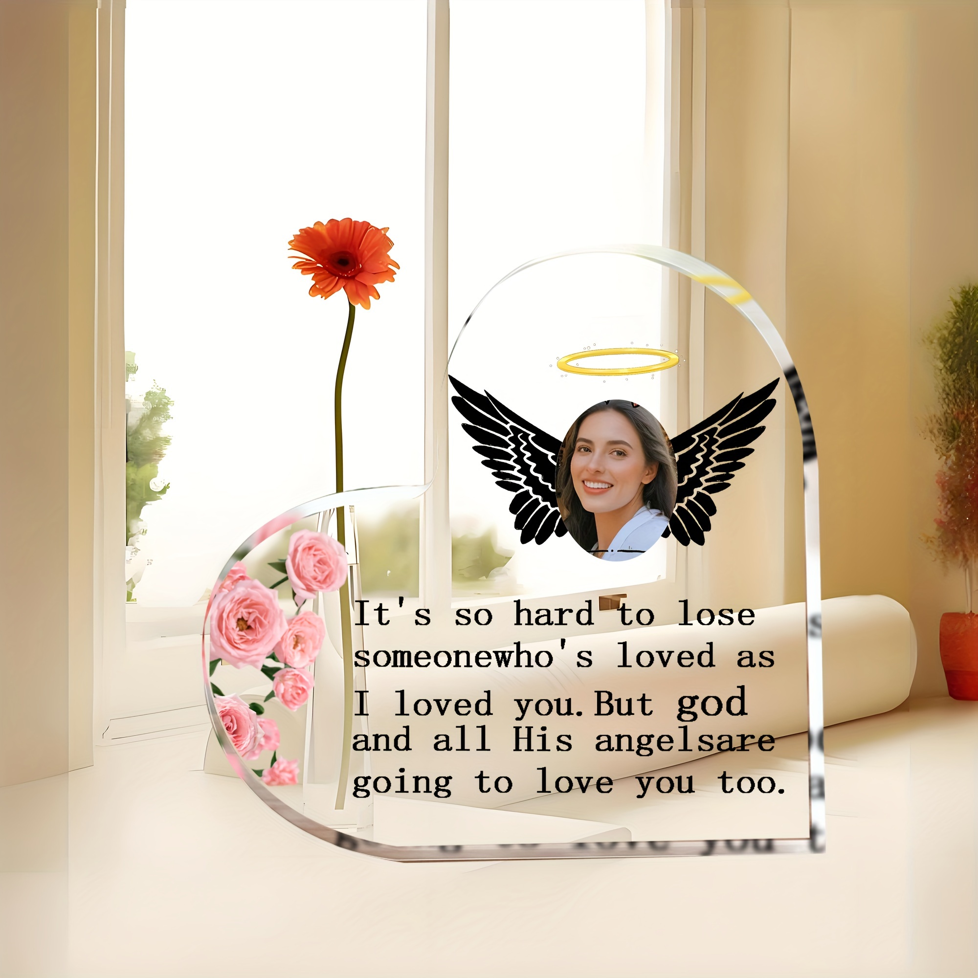 Personalized Acrylic Heart shaped Memorial Plaque Boho Style - Temu