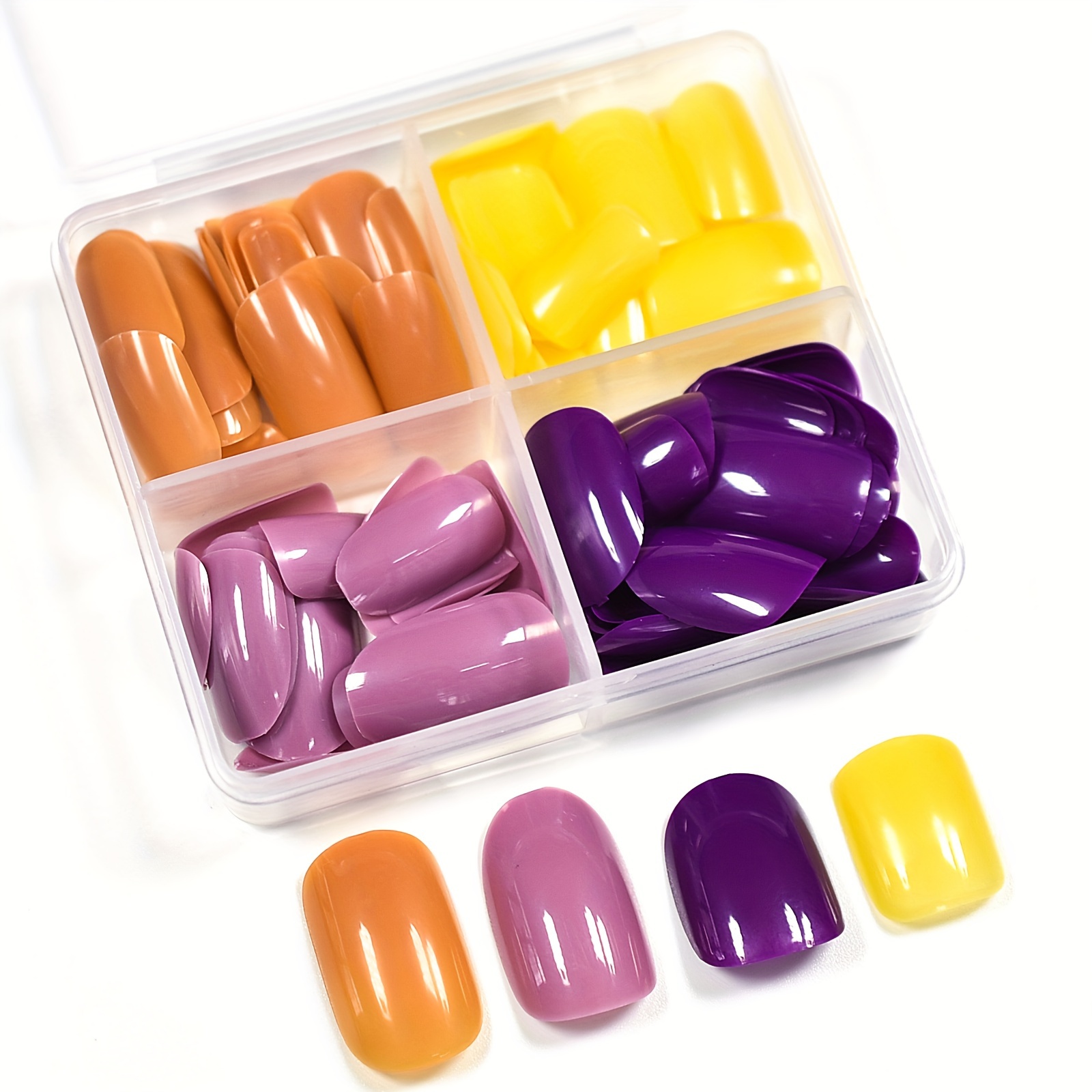 Mixed Color Oval Press Nails Set Short Length Pure Color - Temu