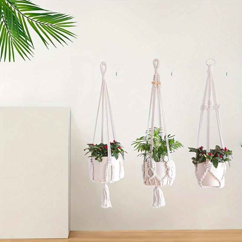 3 Pack Macrame Plant Hangers With Hooks Handcrafted Indoor Outdoor ...