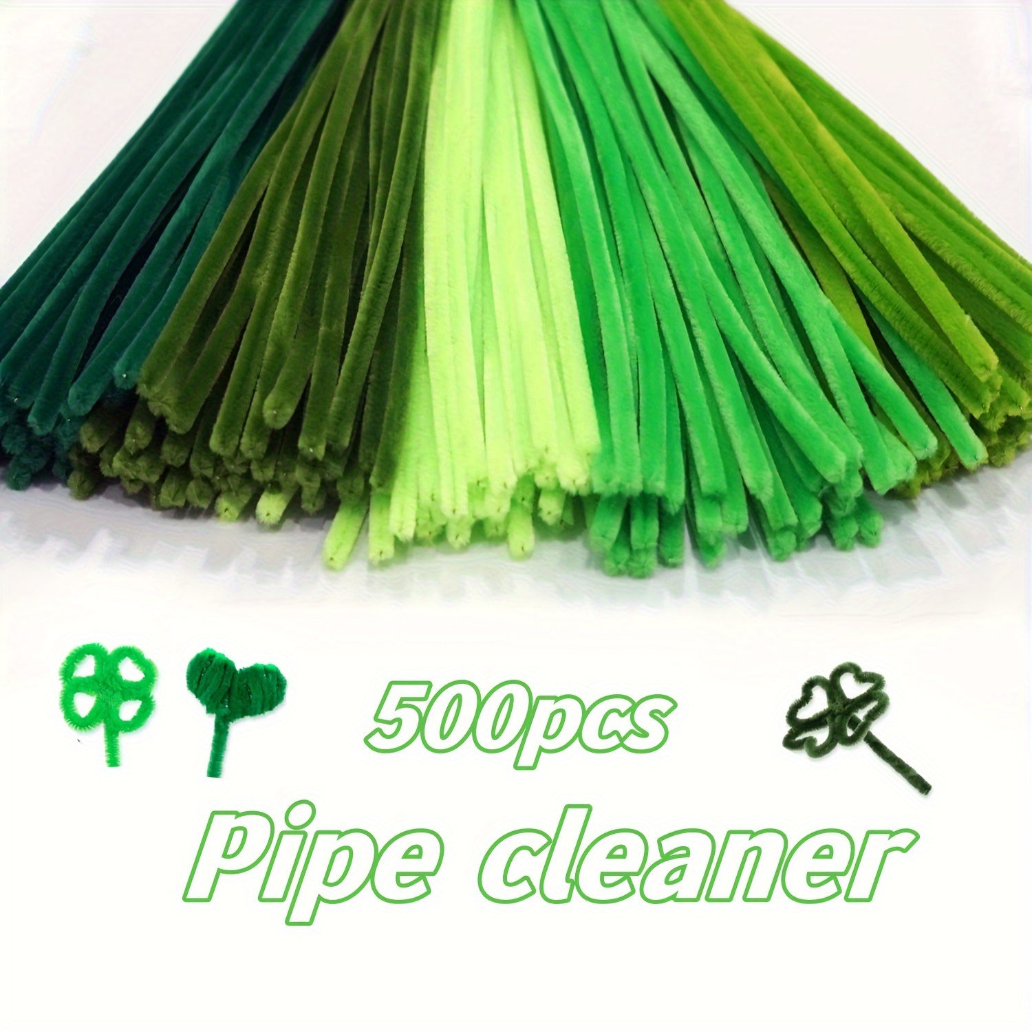 500pcs Pipe Cleaner Chenille Sticks 5 Different Greens, 100 Sticks Each ...