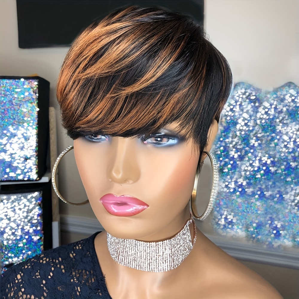 Human Hair Wigs Pixie Cut Wig Bob Full Machine Made Wigs - Temu New Zealand