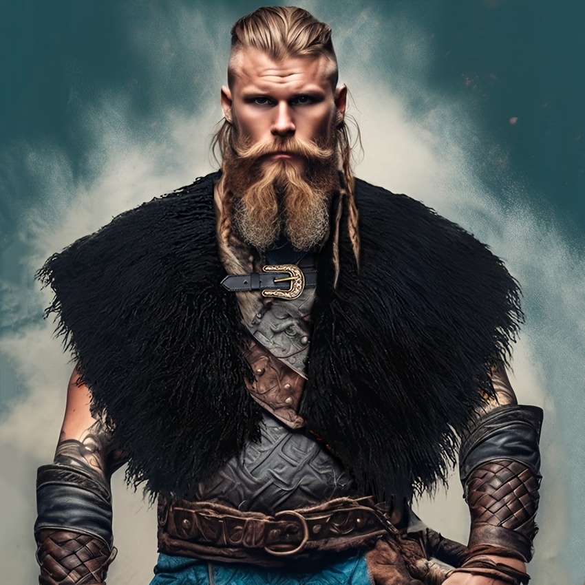 Men Viking Fur Shawl Medieval Fur Mantle Shoulder Wrap Collar Warrior Renaissance LARP Cosplay Costume