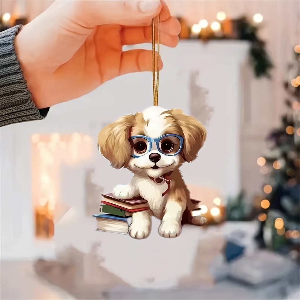 Cute Acrylic Dog Pendant - Versatile 2d Charm For Car Rearview Mirror ...