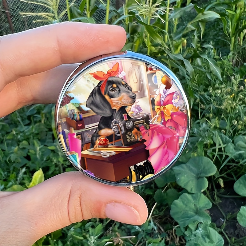 dachshund tailor themed mini pill box 3 compartment portable - Temu