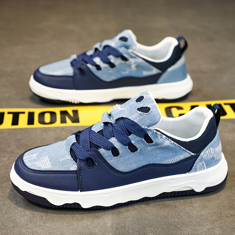 Mens Block Color Trendy Skate Shoes With Fabric Uppers Breathable Non ...