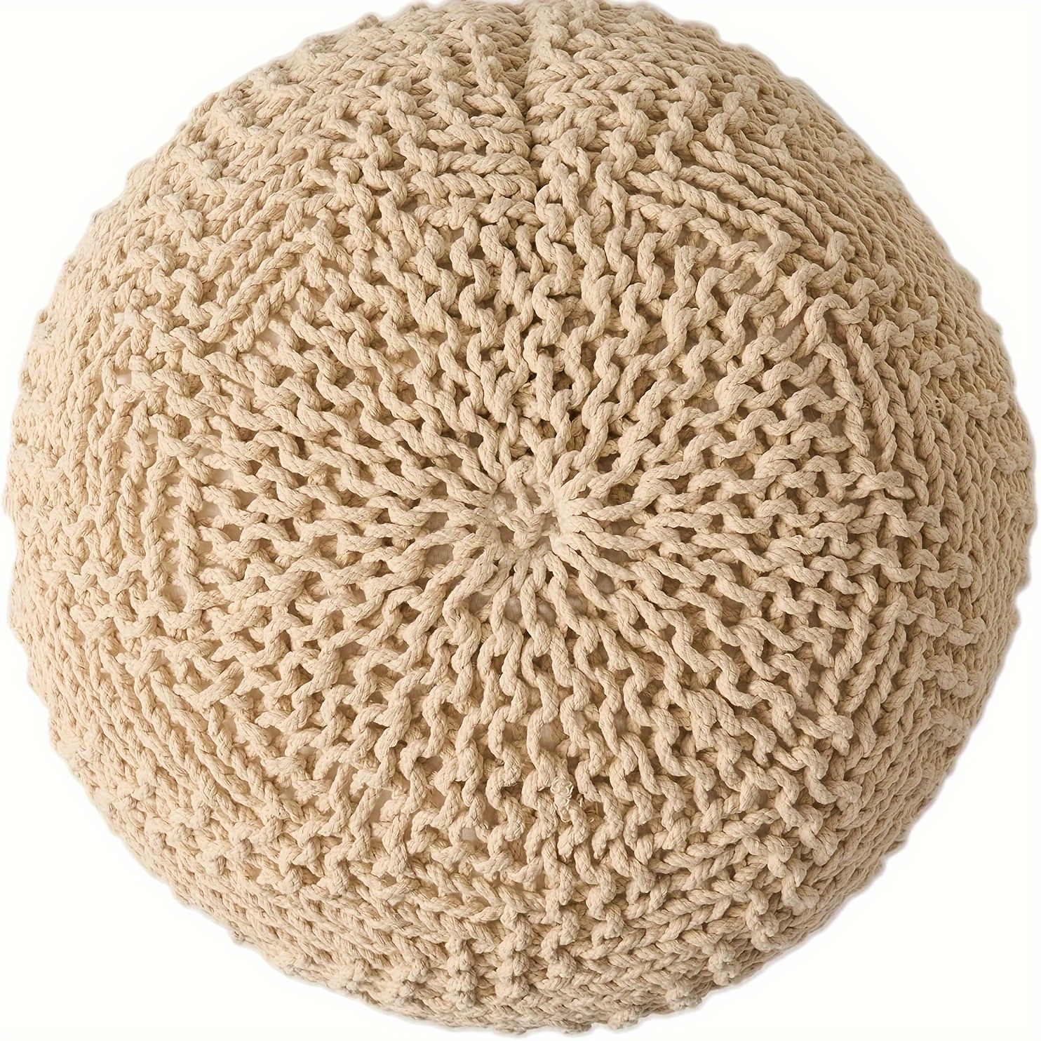 Modern Knit Weave Round Pouf Textured Fabric Ottoman - Temu
