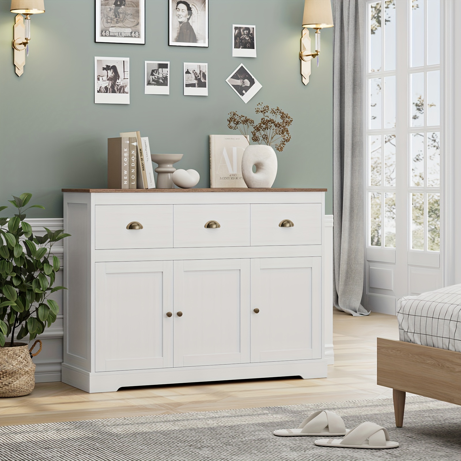 fultru buffet cabinet storage sideboard 3 drawers 3 doors Temu