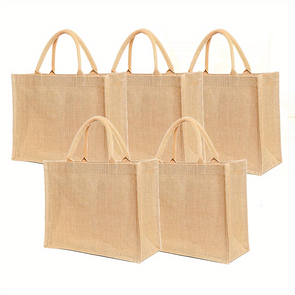 Natural Material Tote Bags Khaki Reusable Shopping Bags - Temu Canada