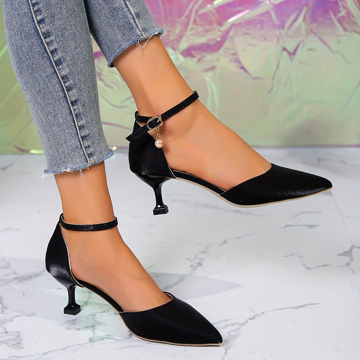 Women s Heels Elegant Pointed Toe Ankle Strap Sandals - Temu Australia