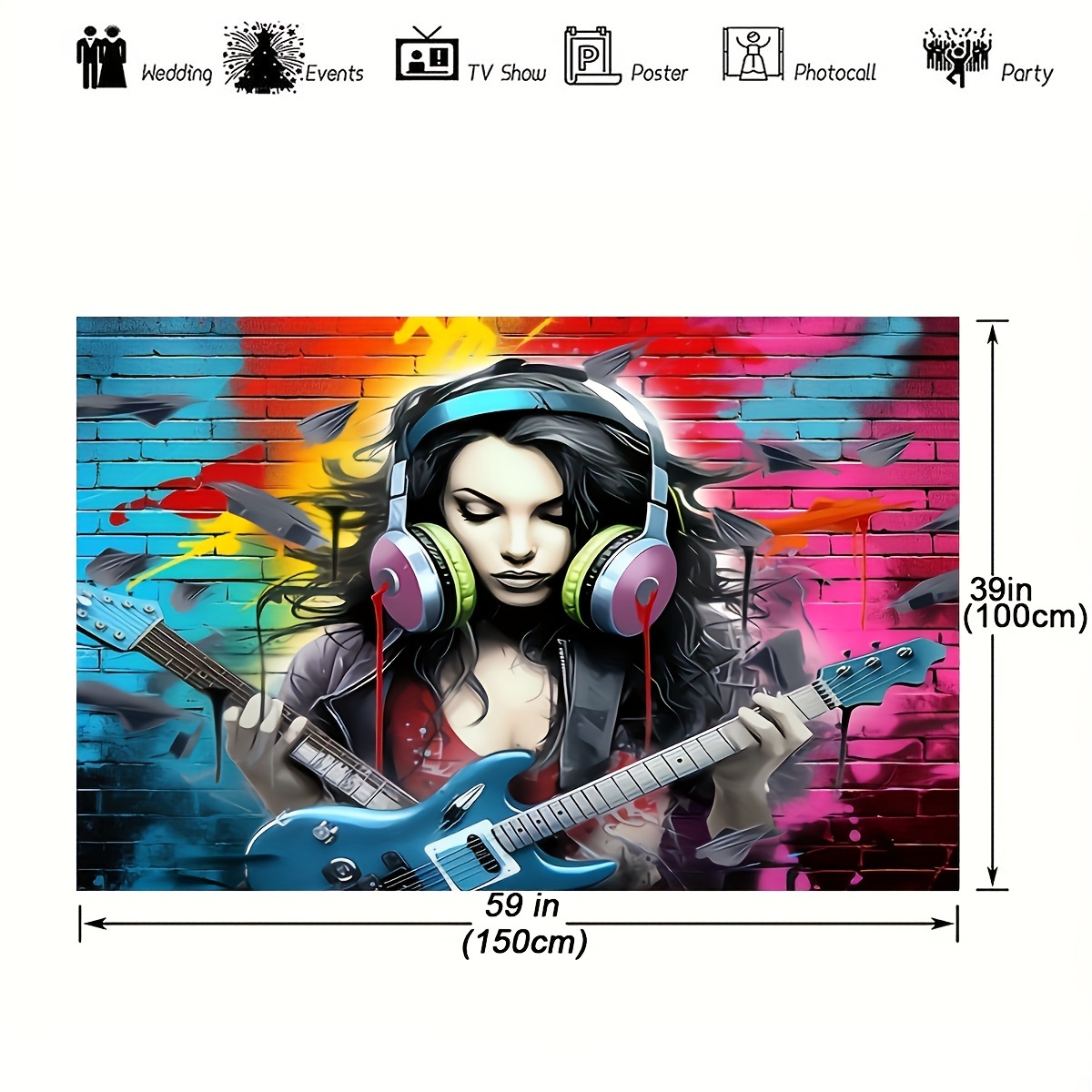 Rock Music Style Background Photo Props Polyester Banner - Temu Portugal