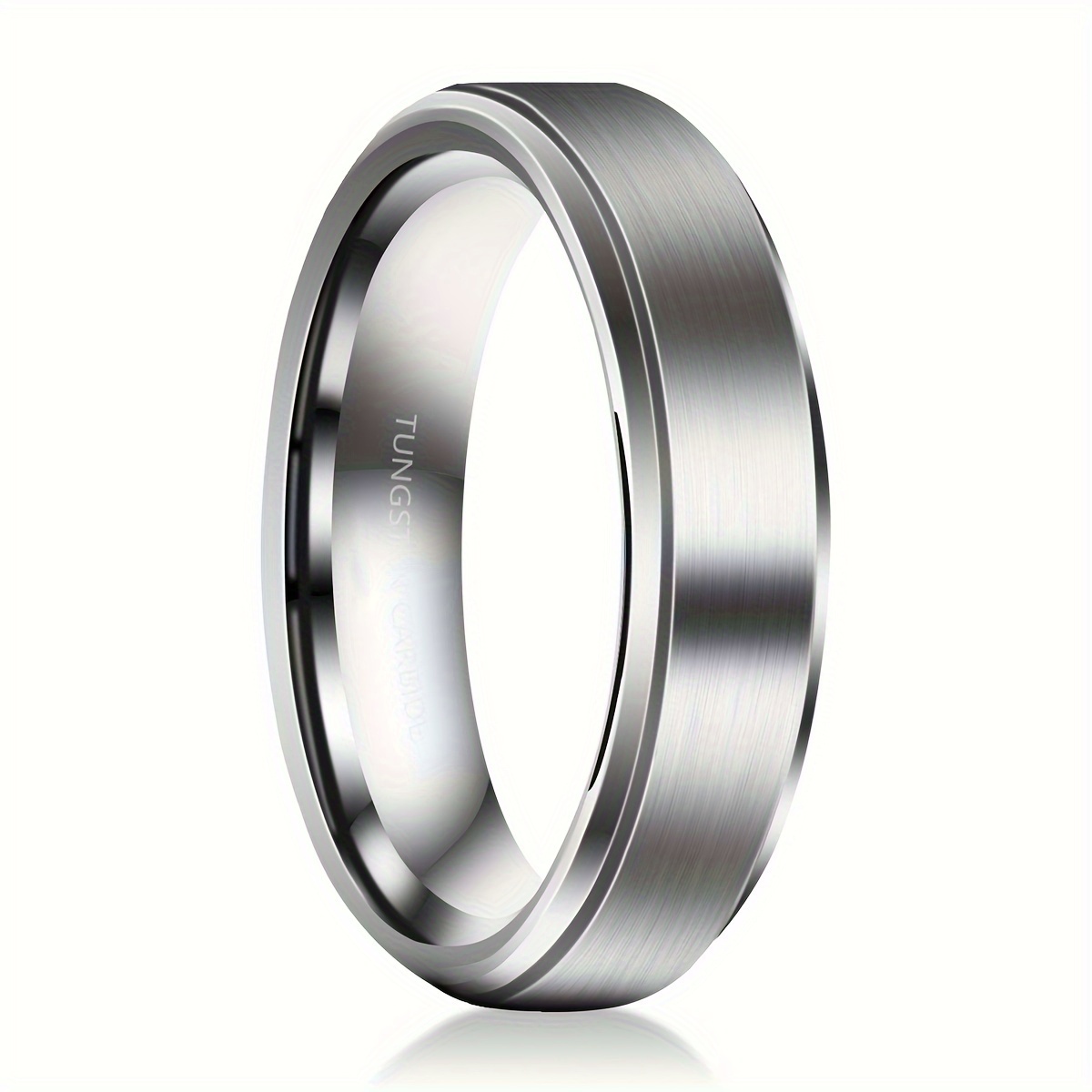 Tungsten Steel Ring Men's Silvery Ring Trendy Men's Fashion - Temu ...