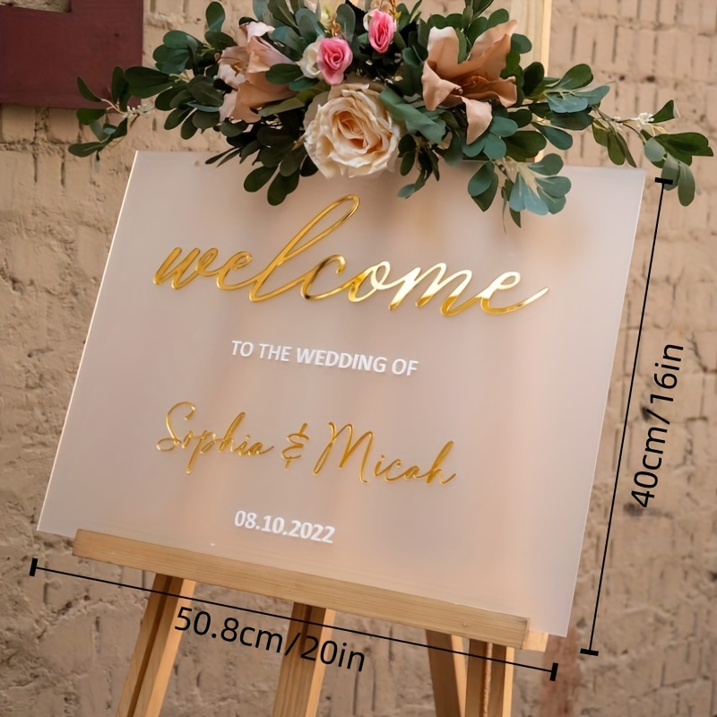 Custom Frosted Acrylic Wedding Welcome Sign Elegant Floral - Temu