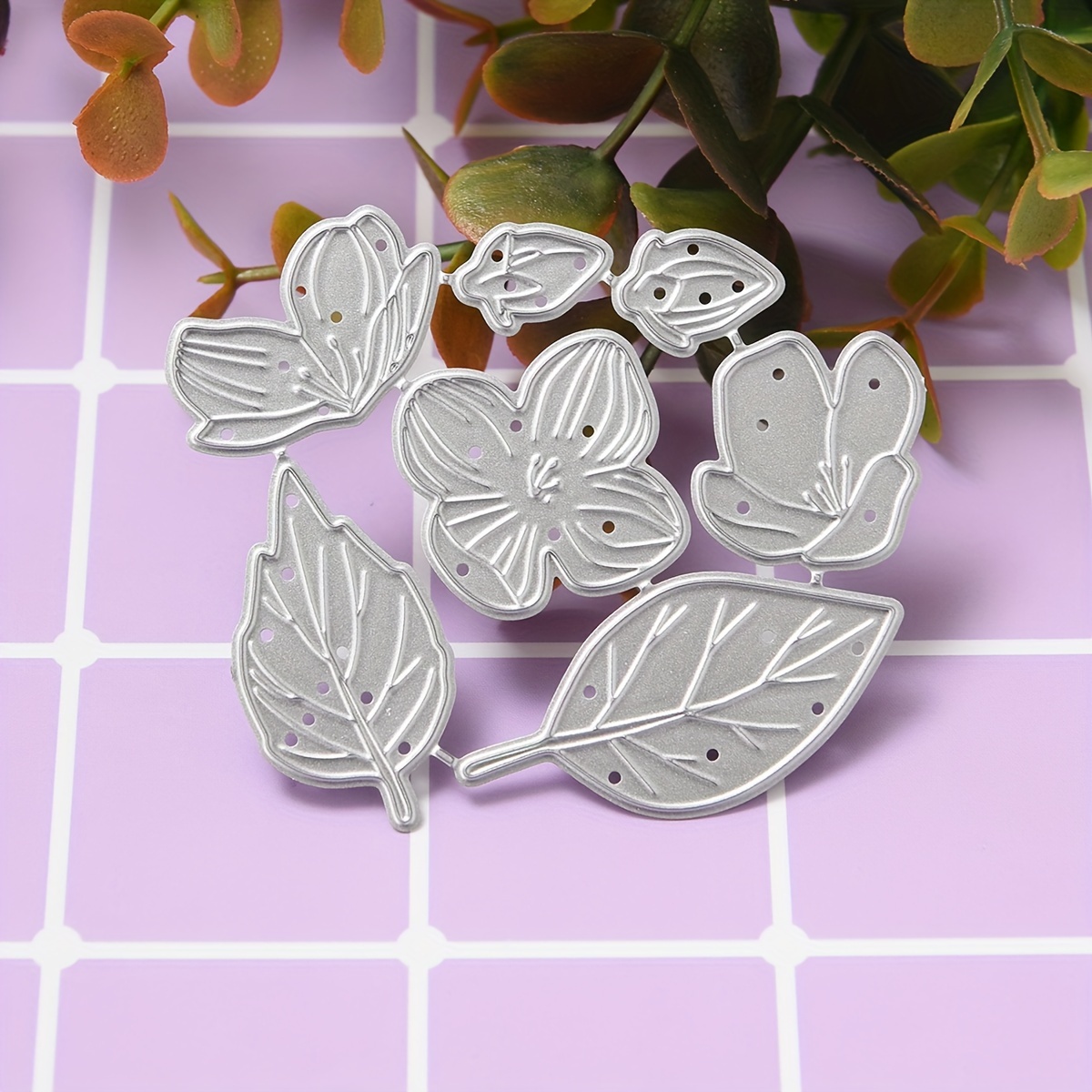 1pc Flower And Leaf Metal Die Cut Stencil Set For Diy Scrapbooking ...