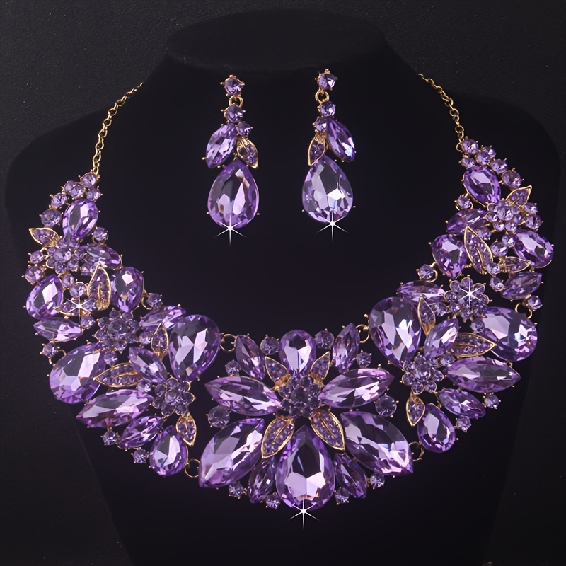 purple jewelry sets sold on Temu United States