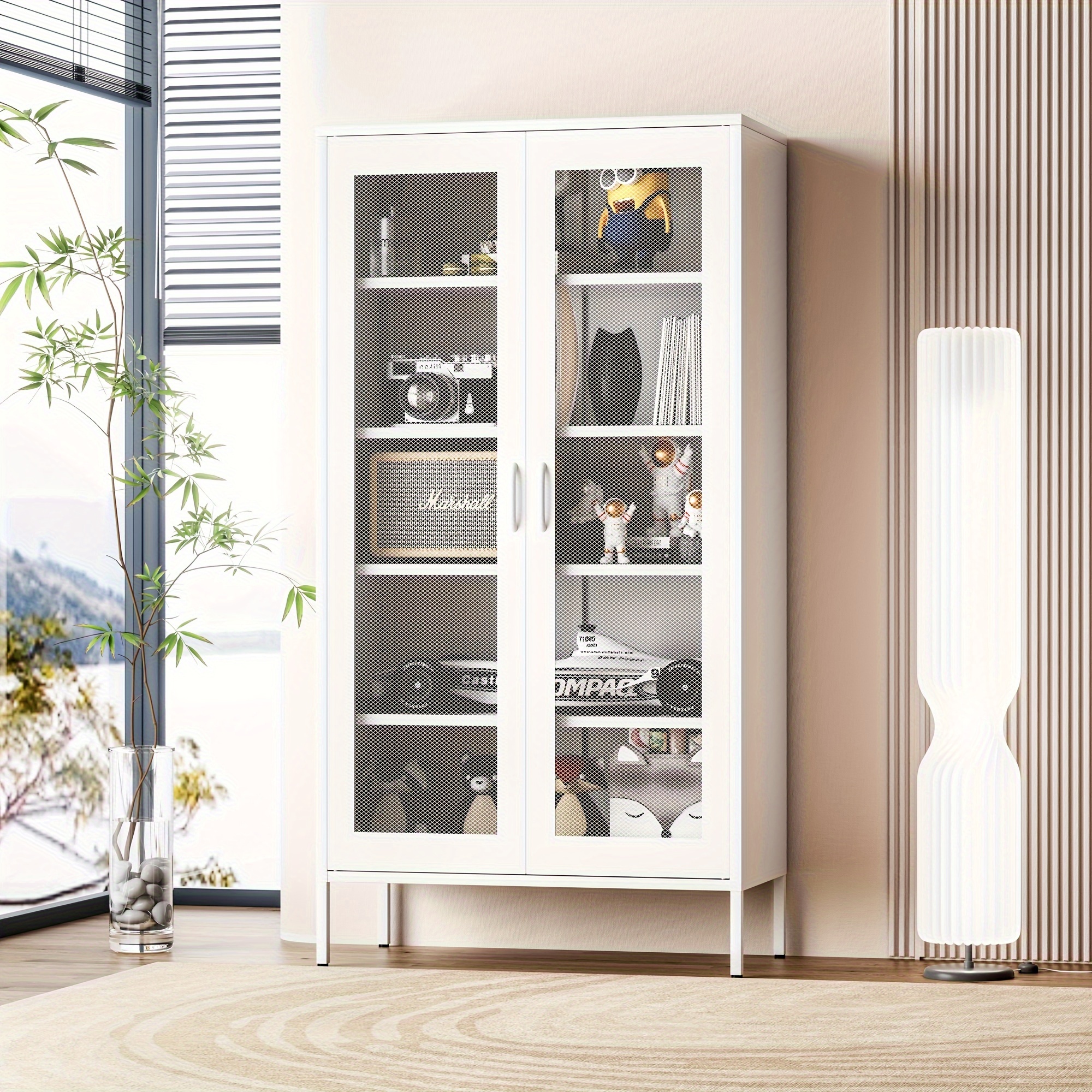 Metal Storage Cabinet Mesh Doors Wine Cooler Adjustable - Temu