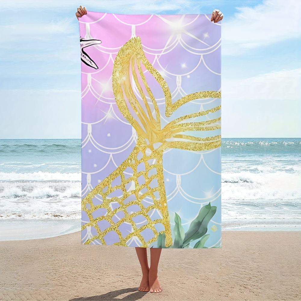 Mermaid Tail Pattern Beach Towel Absorbent Microfiber Beach - Temu ...
