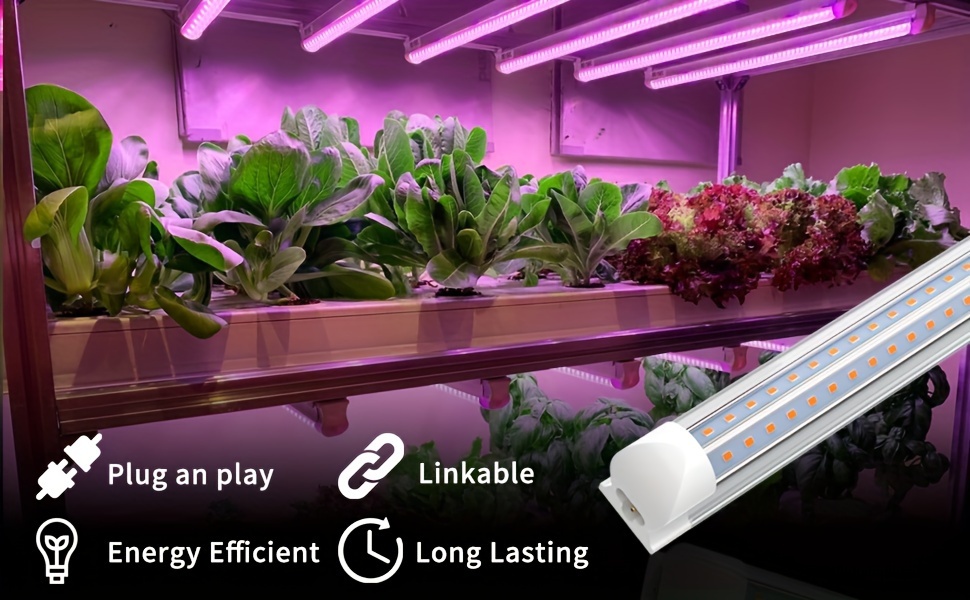 Led Grow Light T8 Full Spectrum Linkable Design Integrated - Temu
