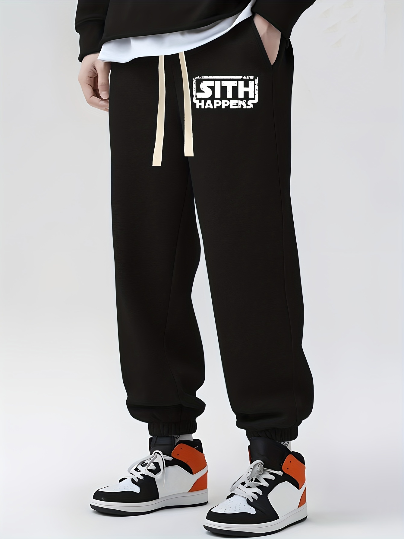 Sith Happens Print Men's Loose Fit Drawstring Sweatpants - Temu Australia
