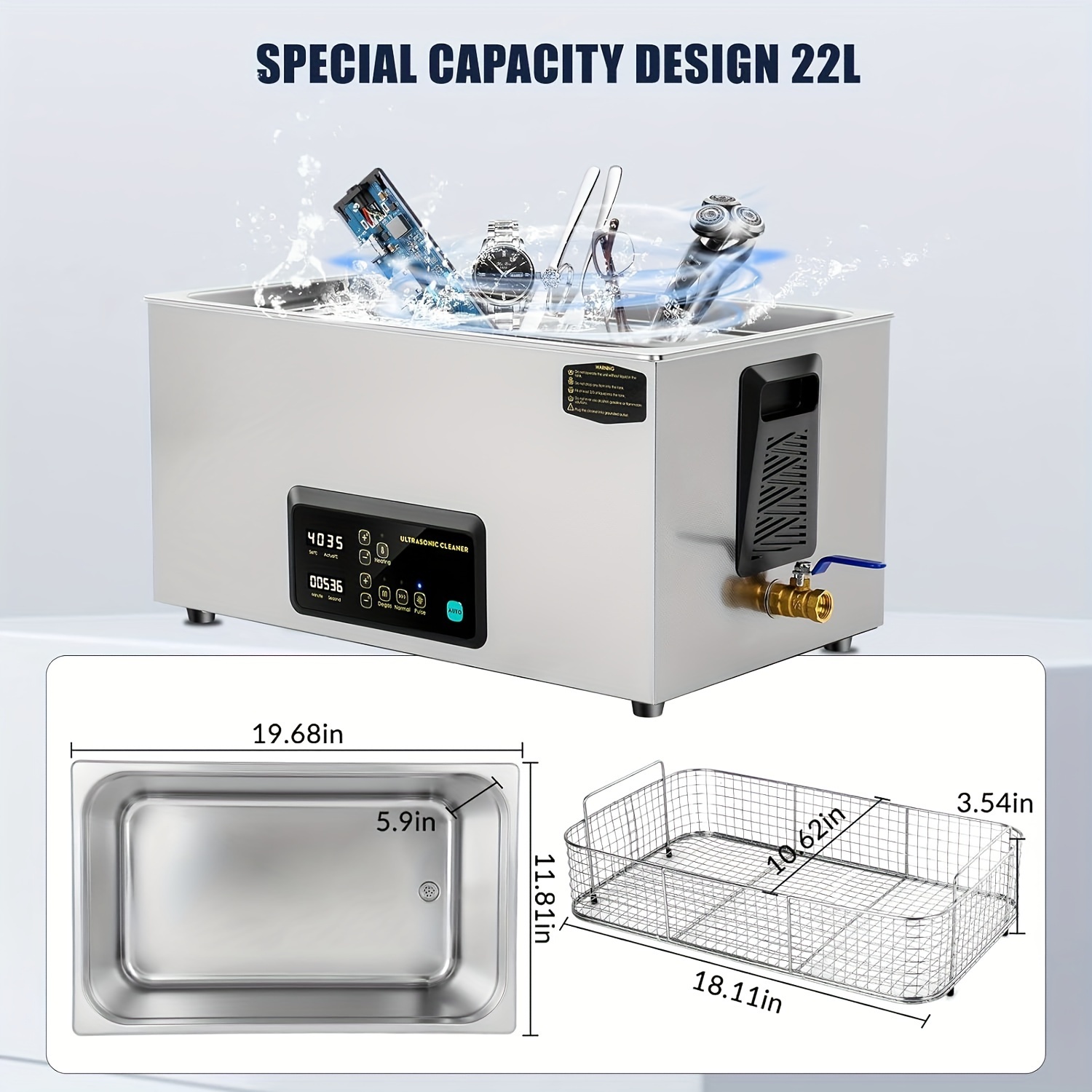 22l Auto Ultra Cleaner Machine With Heater And Timer, Professional ...