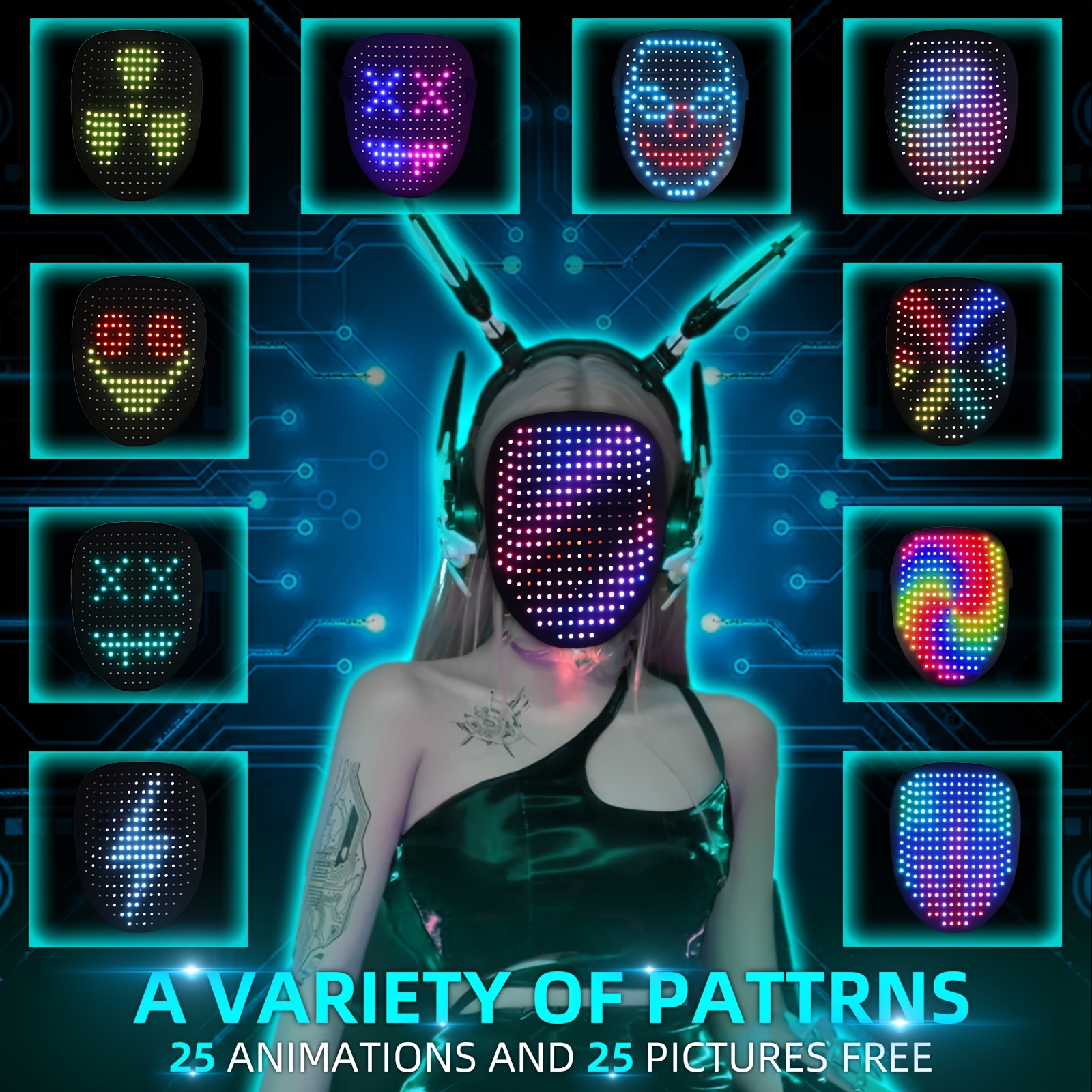 Led Mask Light Mask Gesture Sensing Halloween Mask Led - Temu