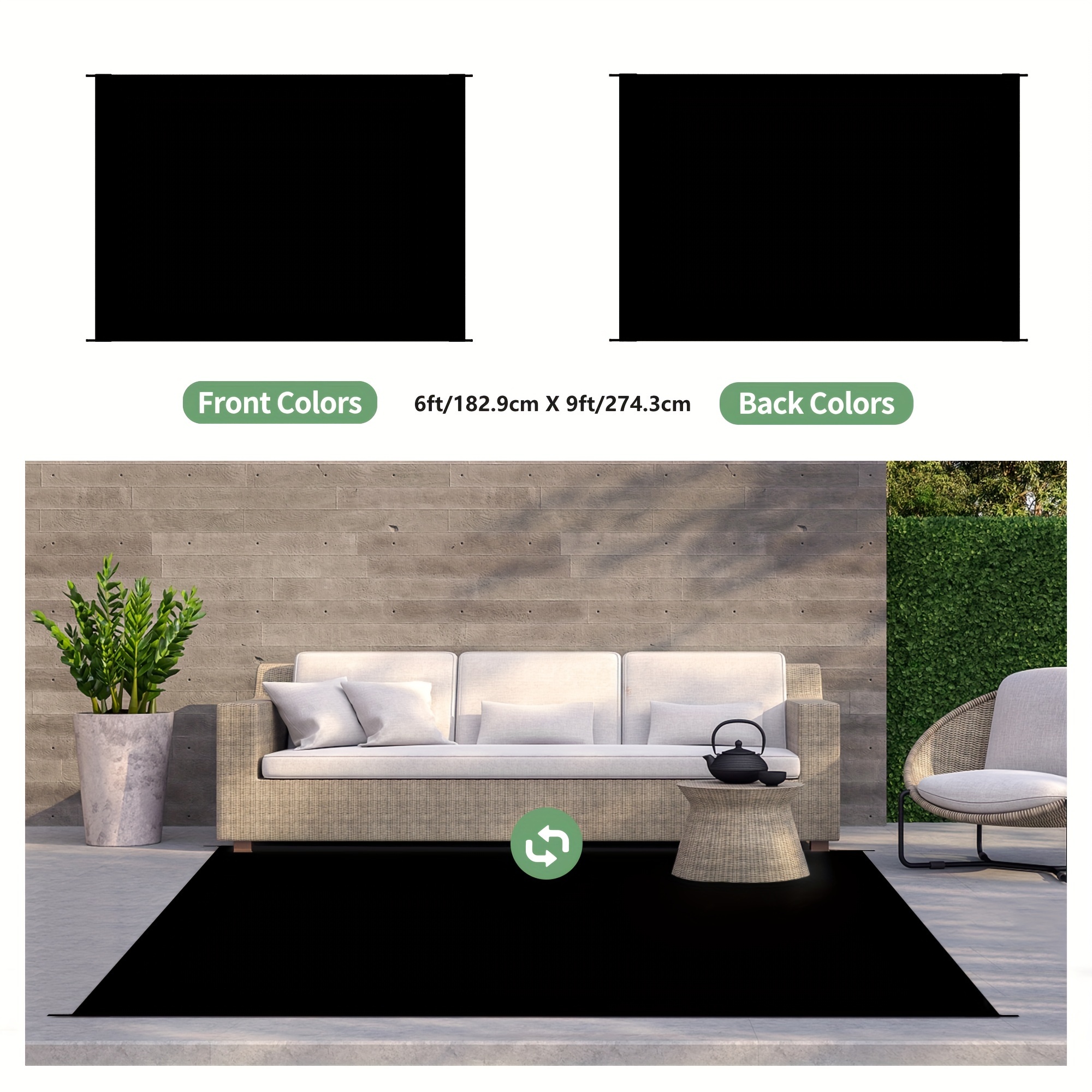 Outdoor Rug Patio Waterproof Mat Reversible Plastic Camping - Temu