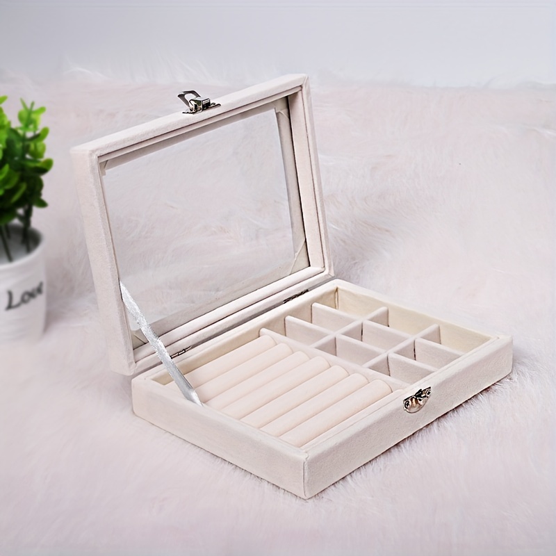 jewelry storage display box glass ring flannel lock - Temu Canada