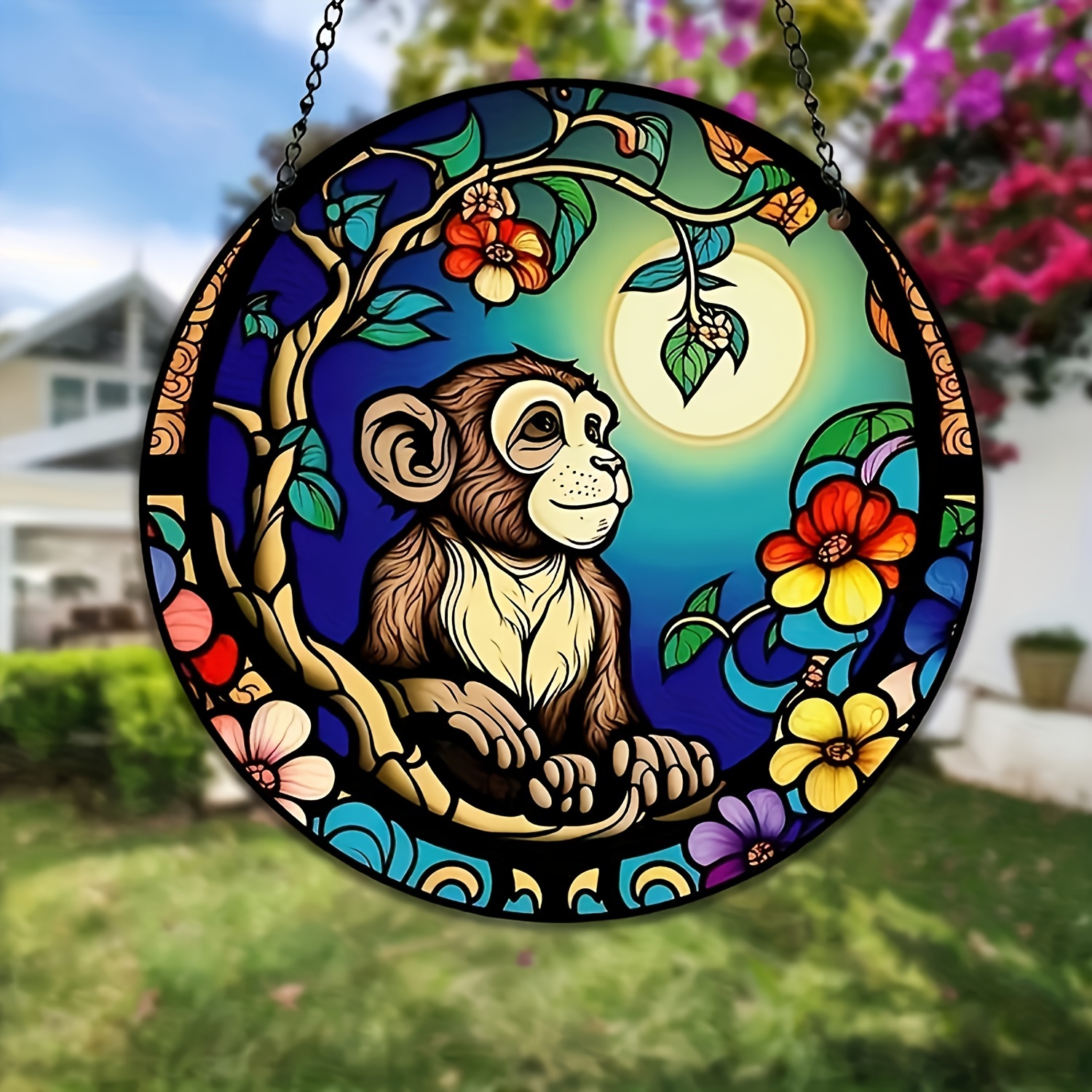 Acrylic Dyeing Window Hanging Pendant Ornaments Moon Monkey - Temu Canada