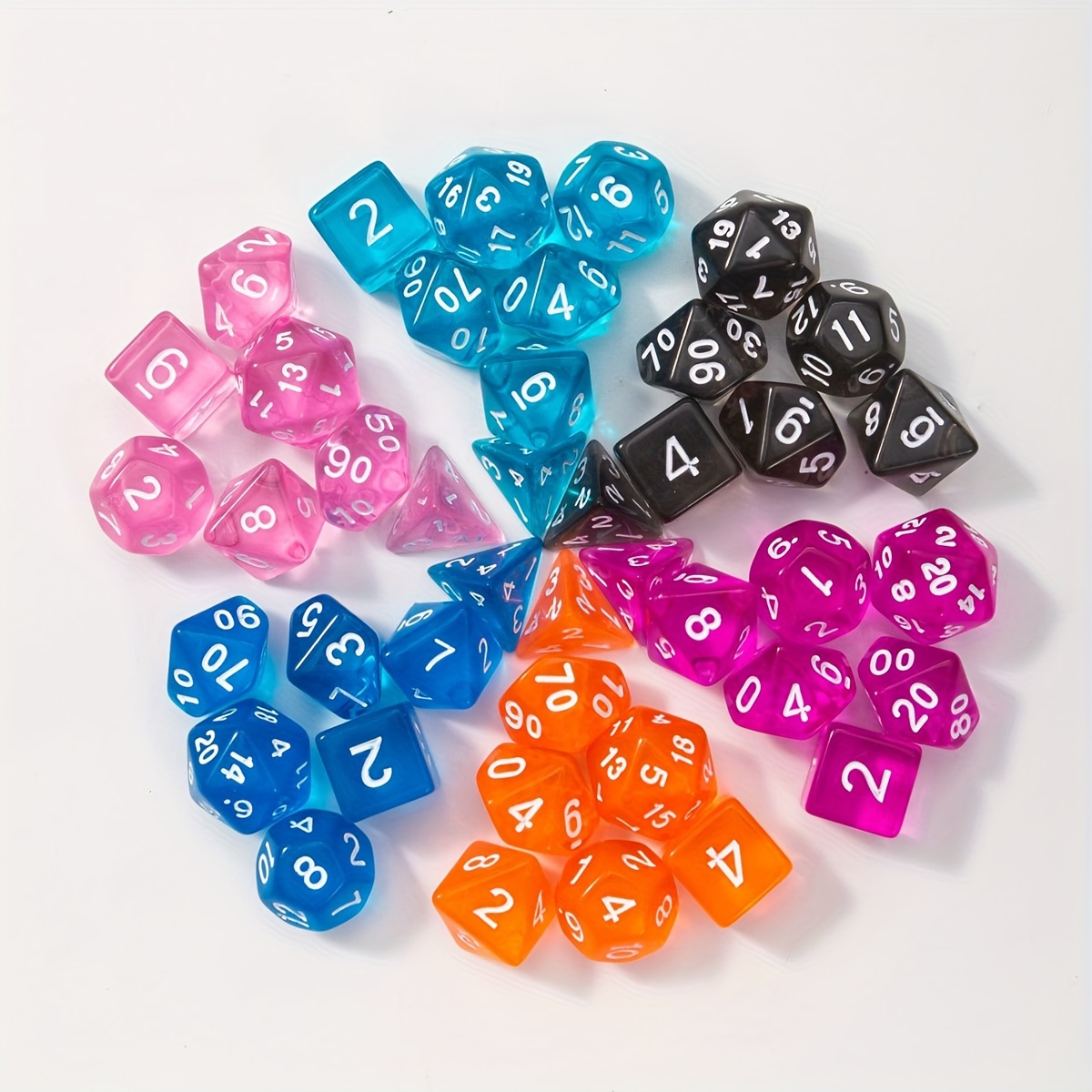 Acrylic Dice Set For And Trpg, 7-piece Polyhedral Gaming Dice Set With ...
