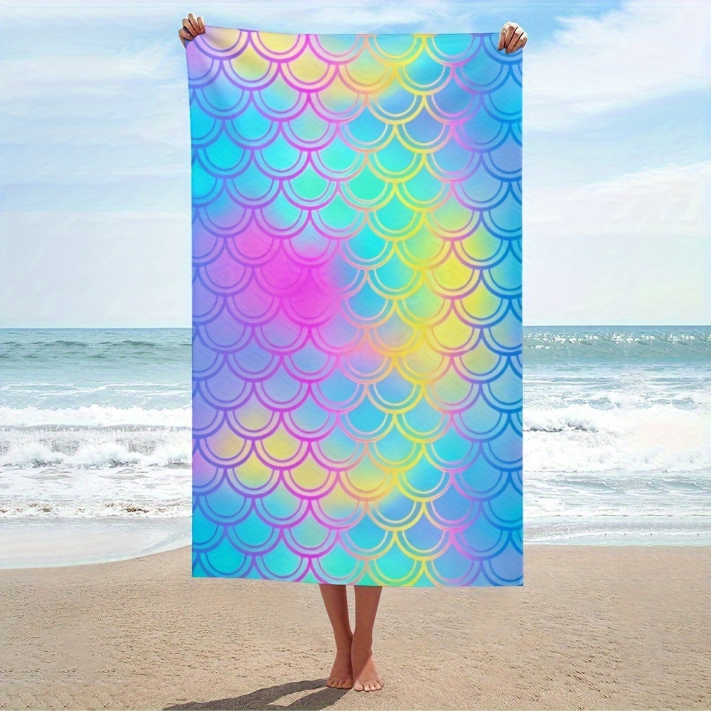 Mermaid Tail Pattern Beach Towel Quick drying Microfiber - Temu Australia