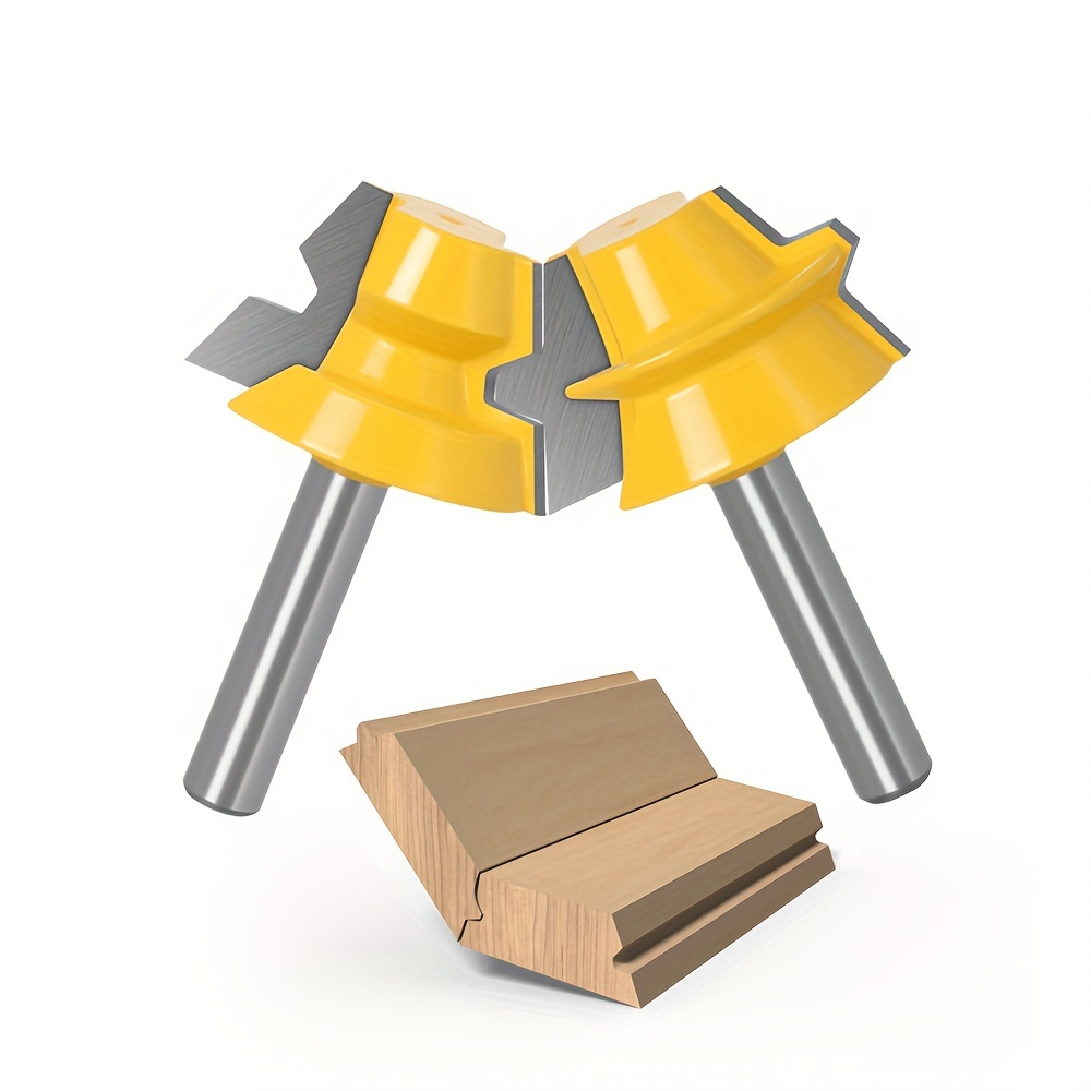 2pc Lock Miter Router 22.5 Degree Router Bit 1 2in Shank 8mm Shank Woodworking Cutter Tenon Cutter For Wood