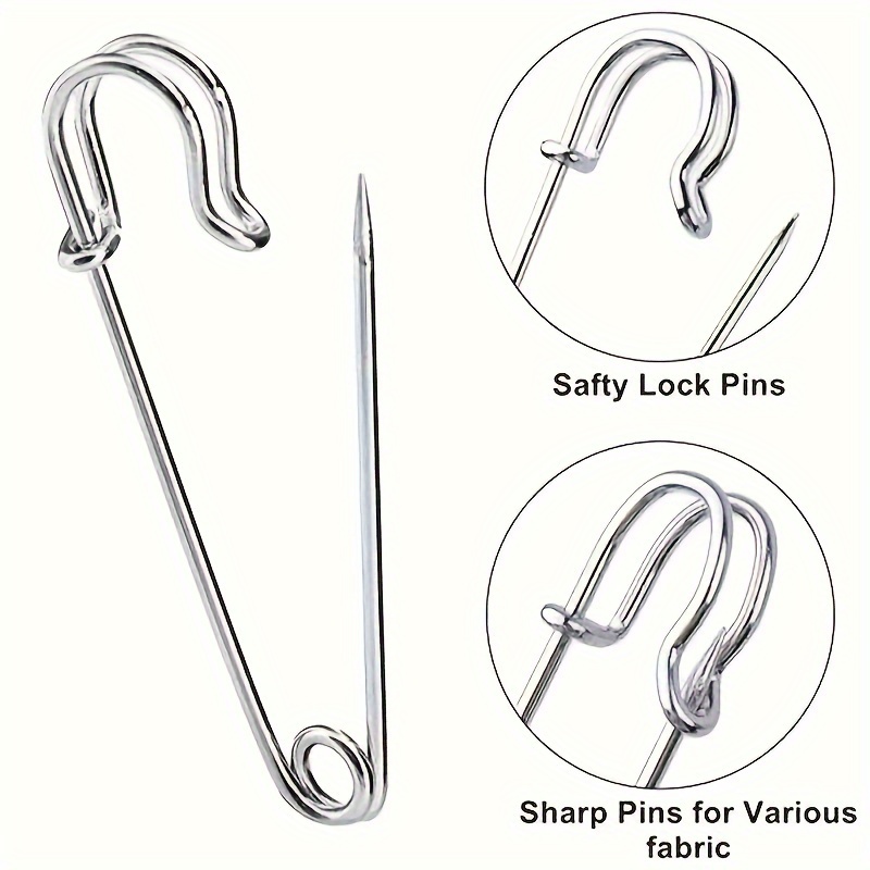 Pack Of 10 Heavy Duty Safety Pins Stainless Steel Spring Lock Pin Set ...