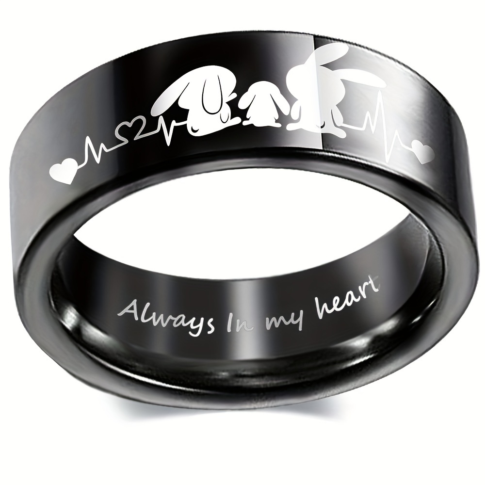 Rabbit Heartbeat Pattern Ring Always In Heart Ring Cute - Temu United ...