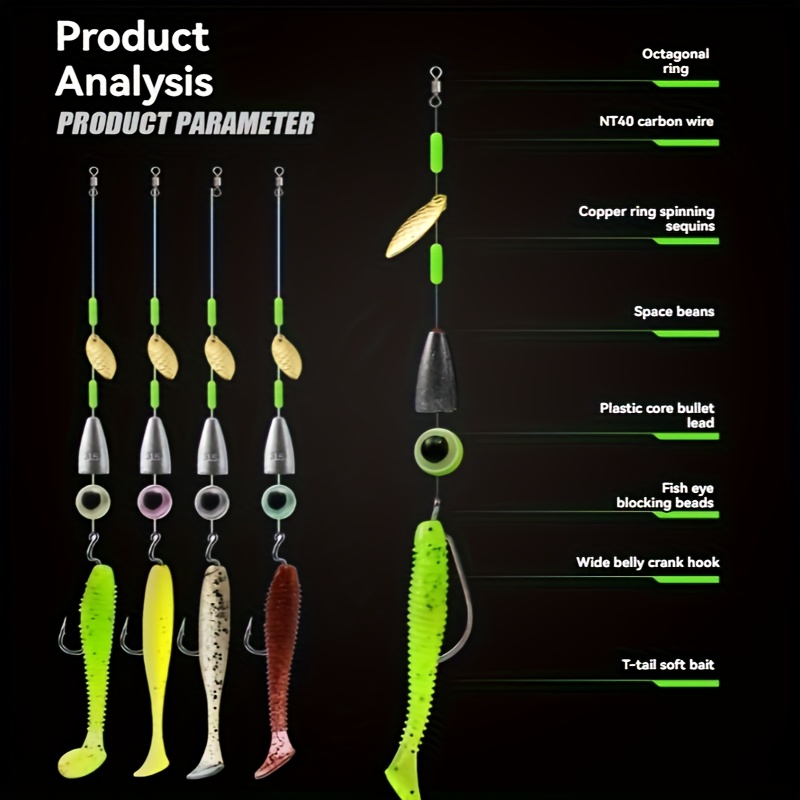 Texas Rig Fishing Kit Pre tied Line Crank Hooks - Temu