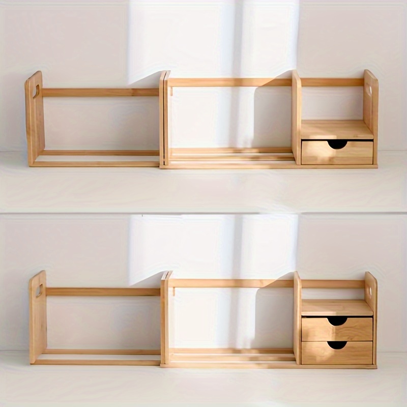 bamboo desk organizer retractable drawers a simple compact - Temu Canada