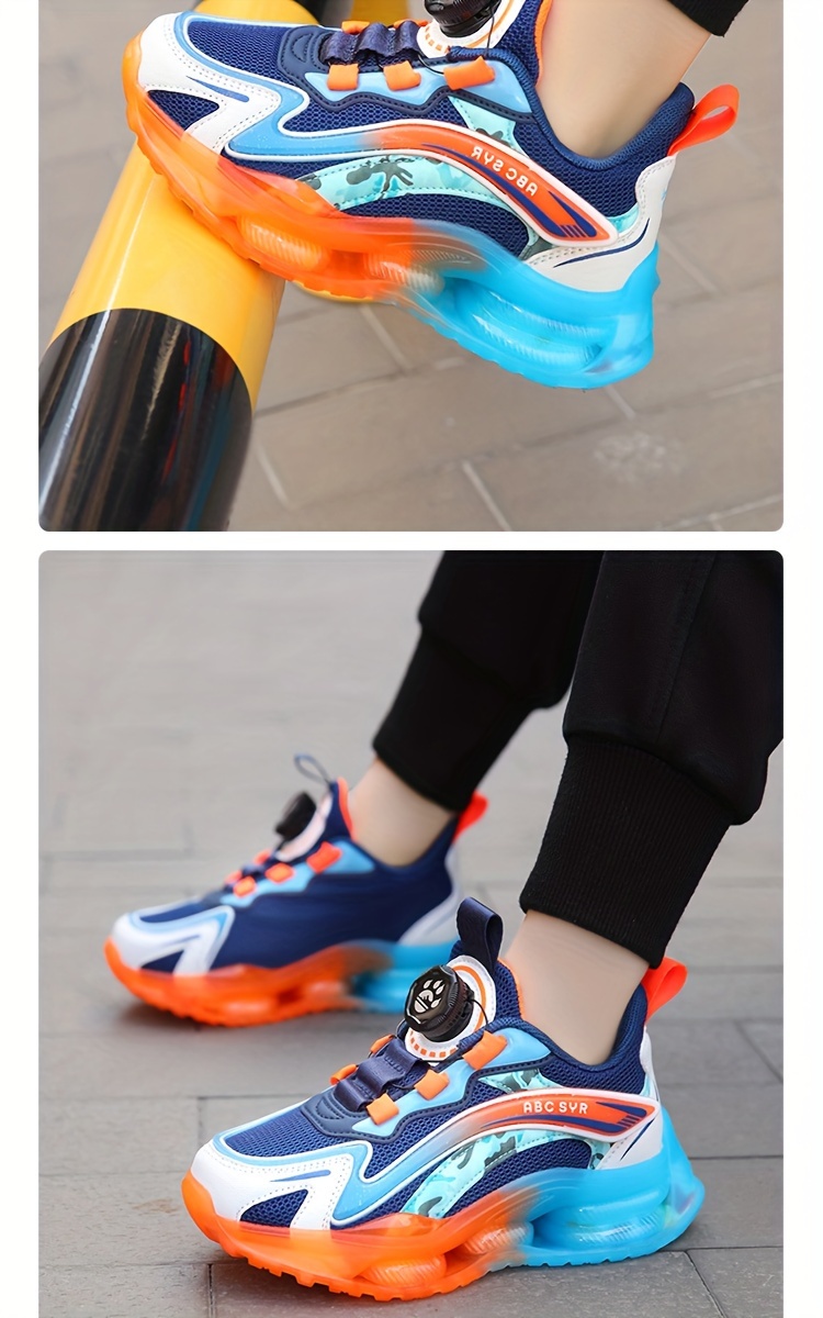 Casual Low Top Mesh Sneakers With Rotating Button For Boys - Temu Ireland