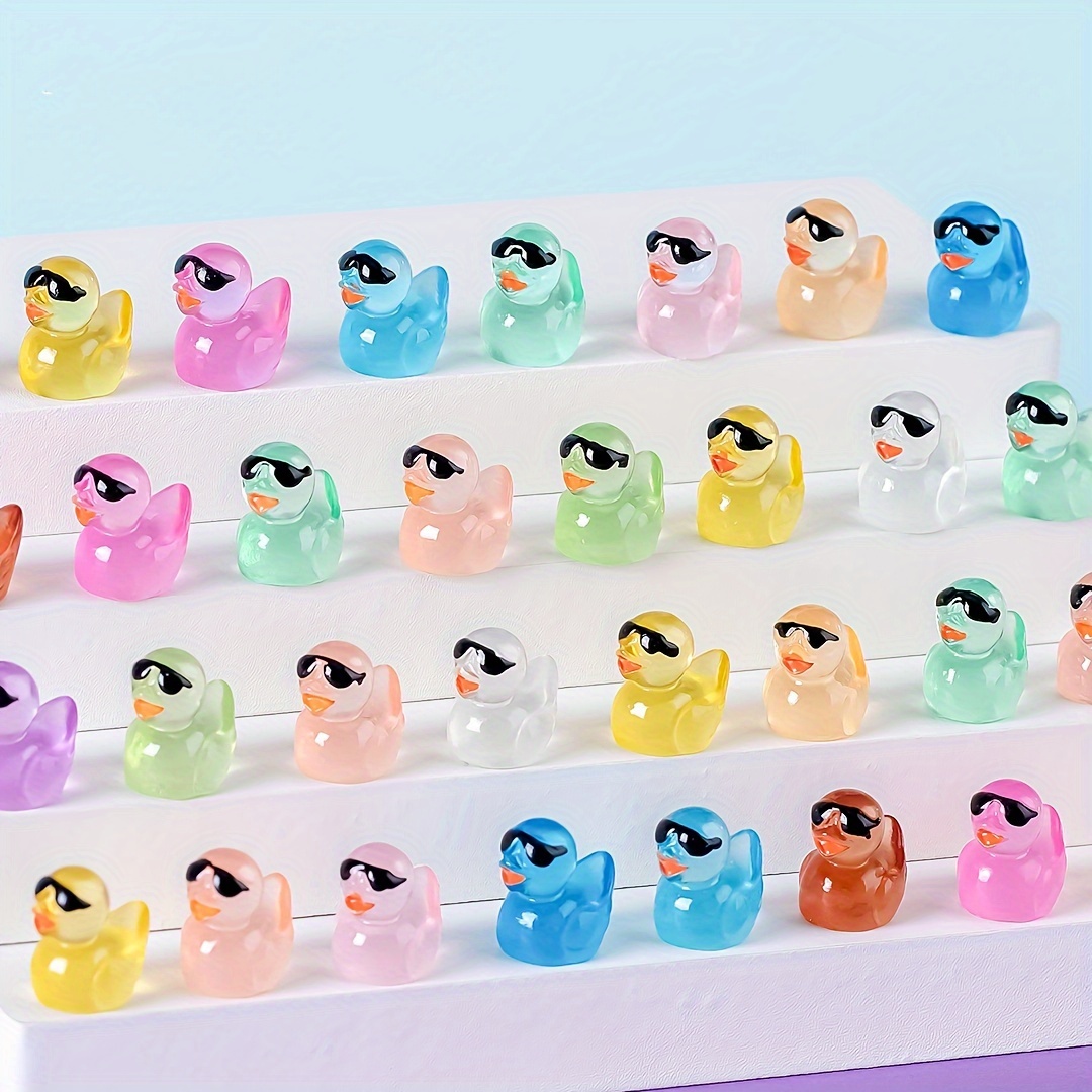 2024 cute kawaii glow in the dark duck figurines with fashion glasses ...