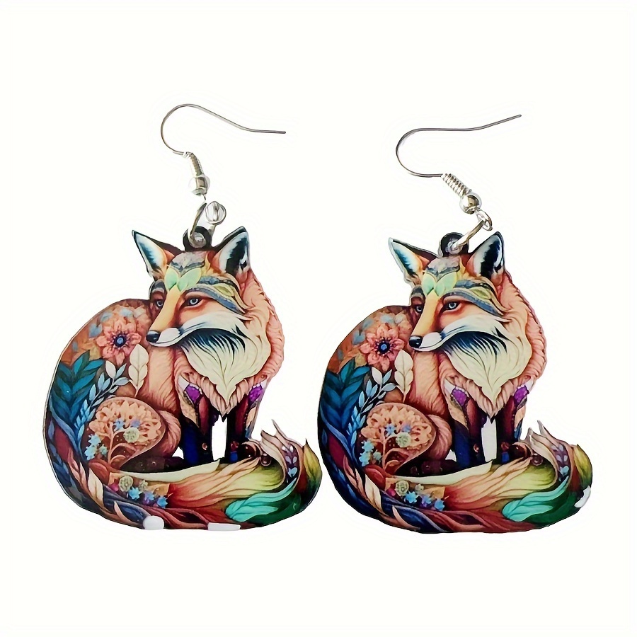 Stylish Drop Earrings Acrylic Pendant Hummingbird Fox Horse - Temu ...