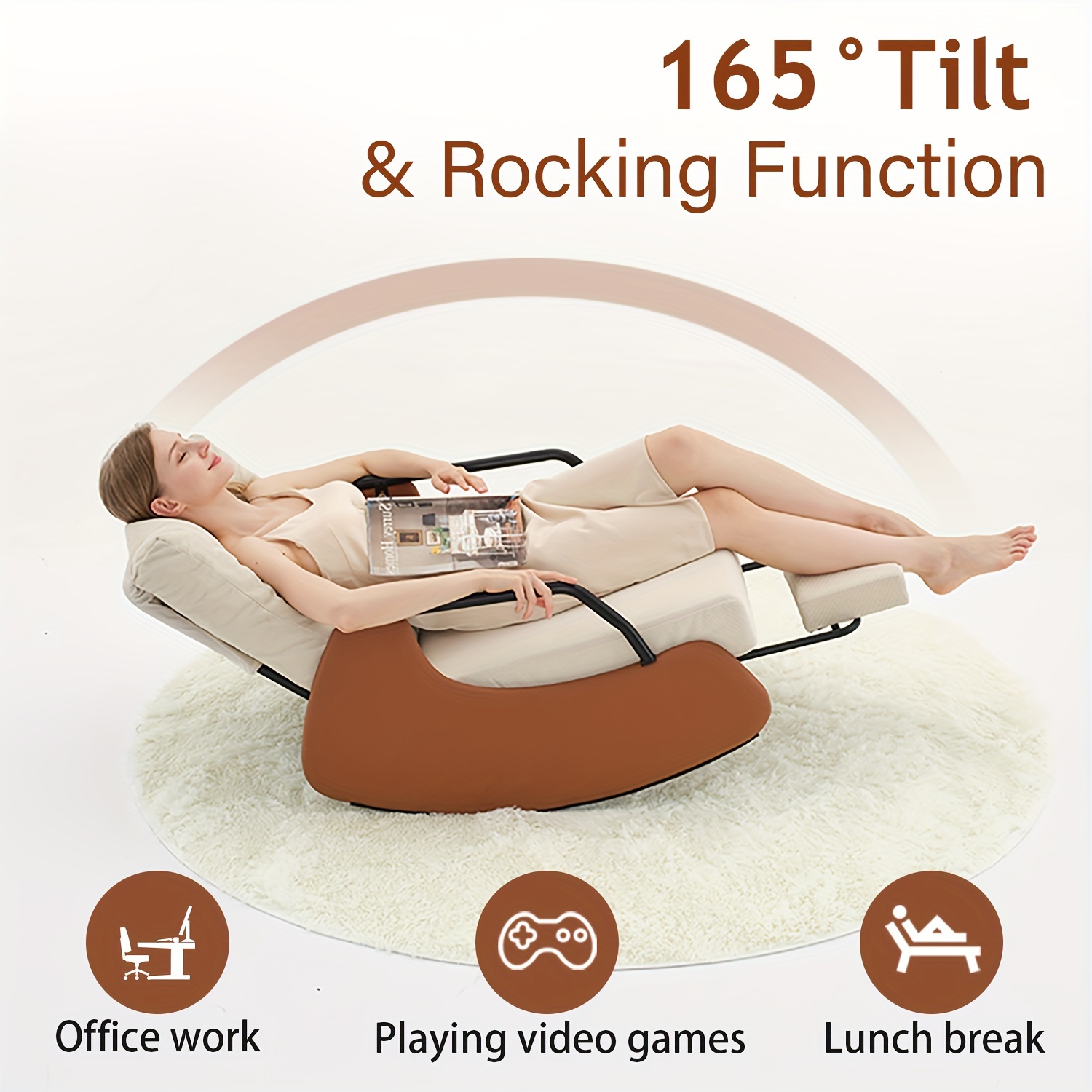 Comfortable Glider Rocking Chair (a Plush Carpet Included - Temu