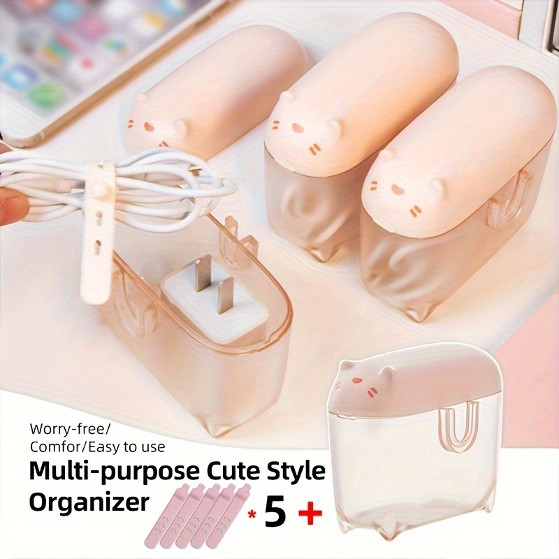 Cat Shape Cable Organizer Box Power Cord - Temu Australia