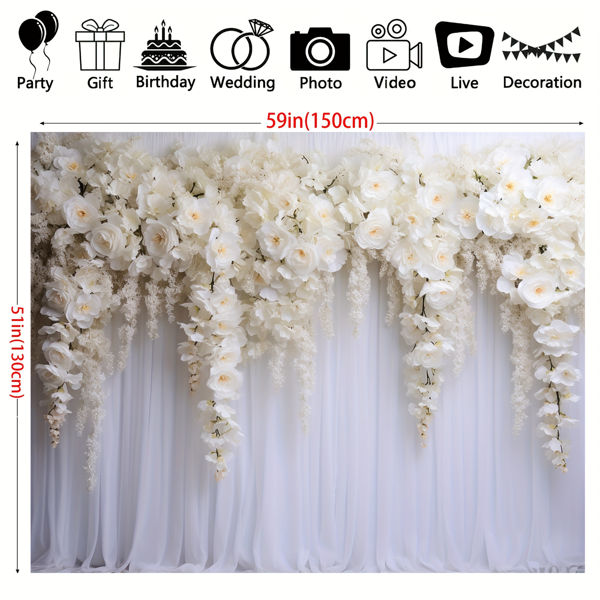 White Rose Floral Theme Photography Backdrop Bridal Shower - Temu Ireland