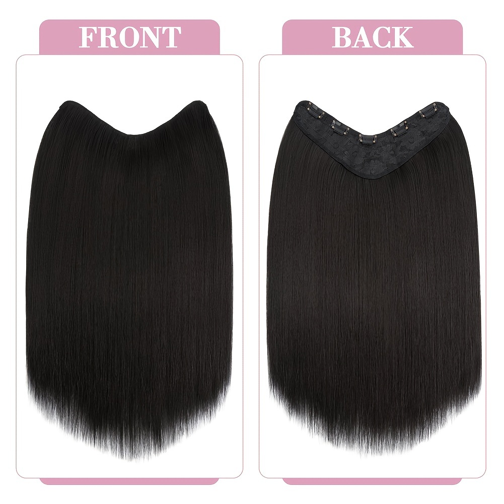 V Shape Kinky Straight Clip In Hair Extension Invisible - Temu Canada