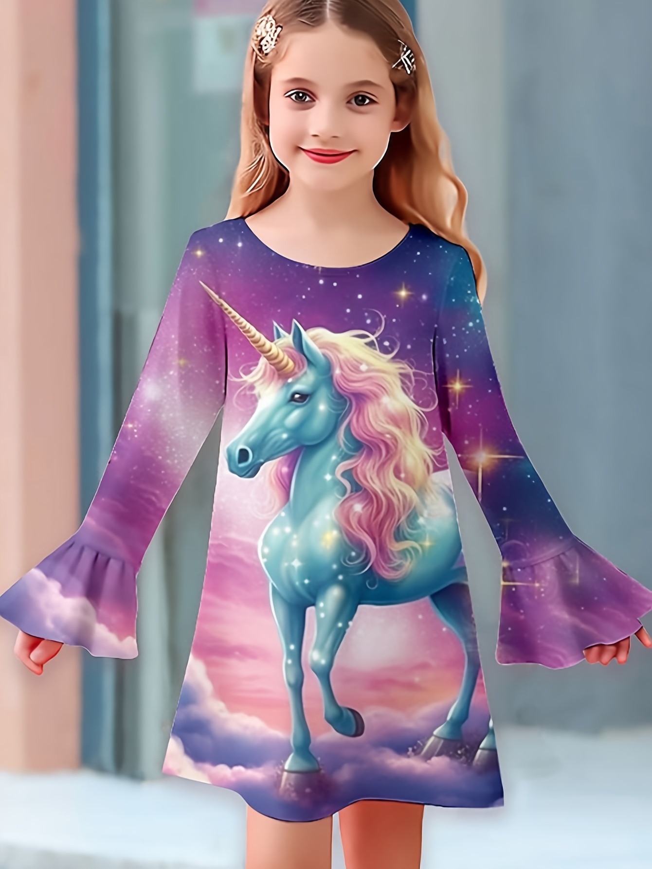 Adorable Cartoon Print Girls Dress Breathable Comfy - Temu Portugal