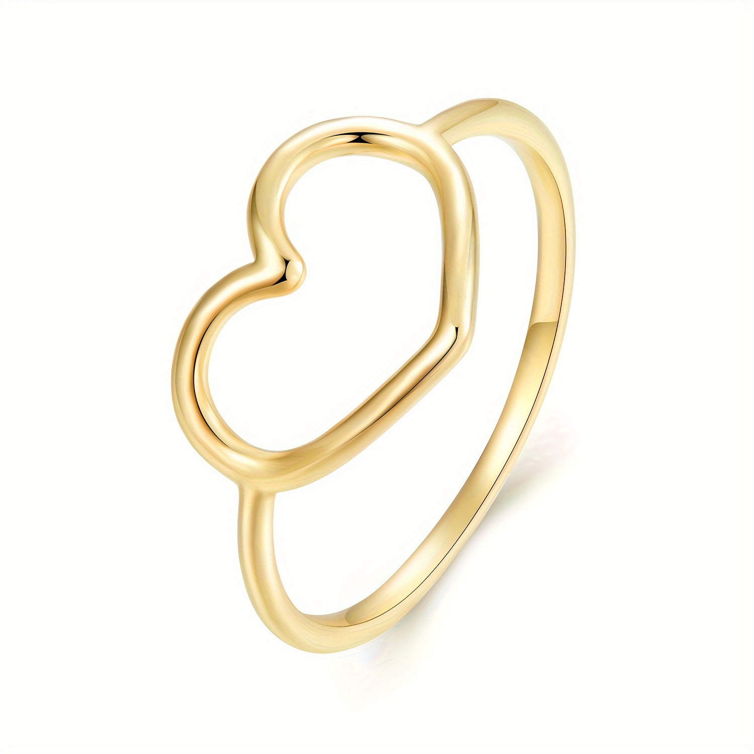 Minimalist 925 Silver Hollow Plain Heart Ring Ideal Choice - Temu ...