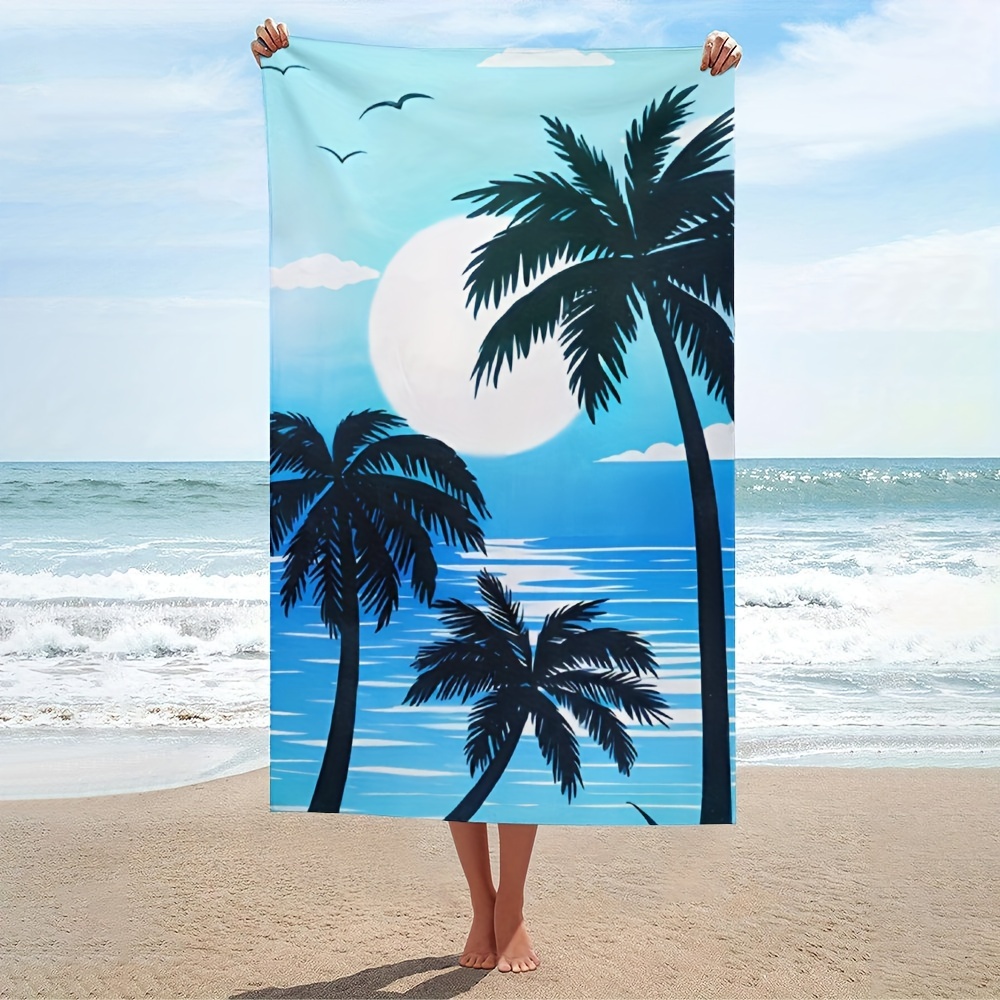 Palm Tree Pattern Beach Towel Super Absorbent Beach Towel - Temu New ...