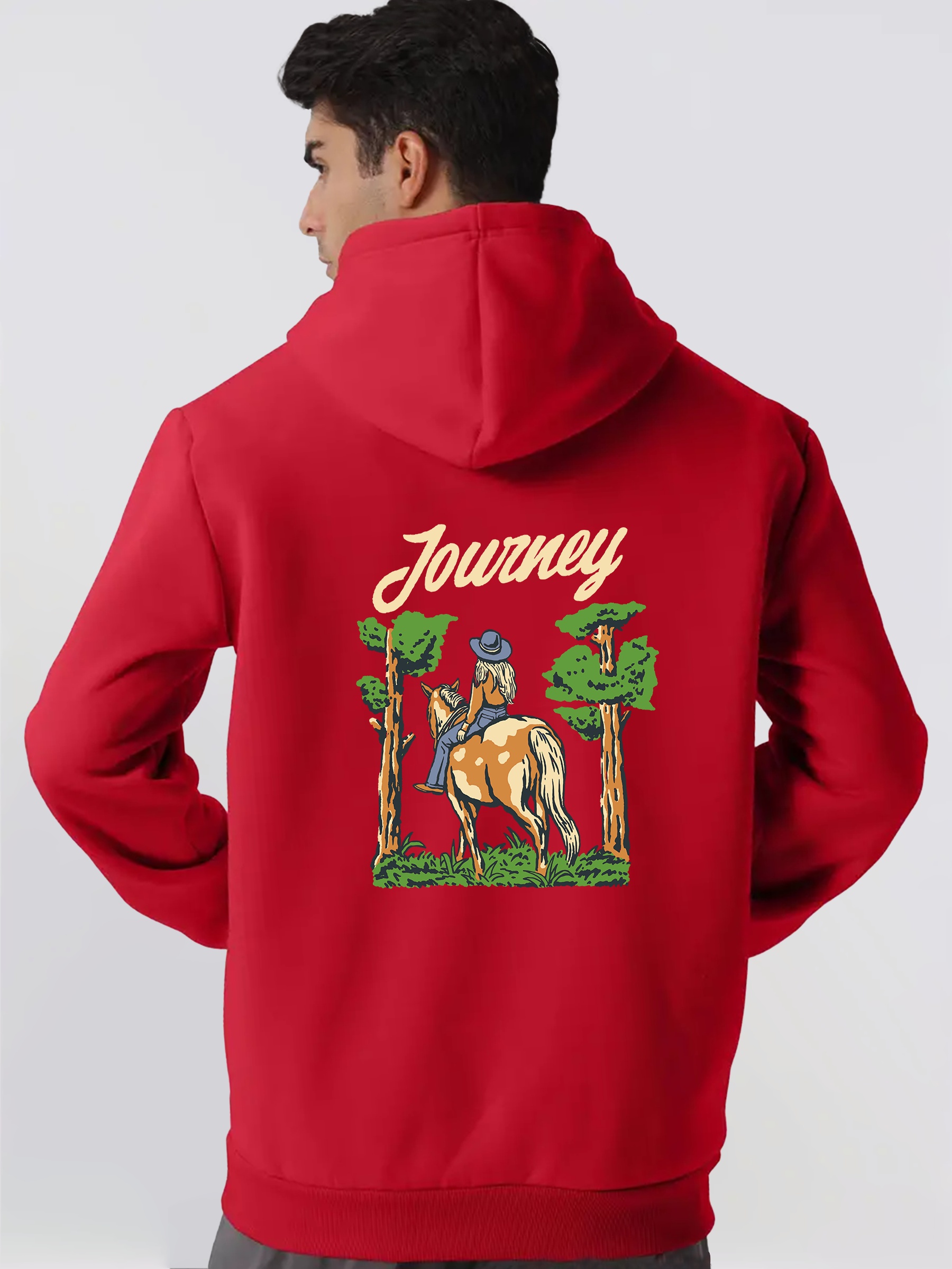 Cowboy Print Men's Pullover Round Neck Hoodies Kangaroo - Temu United ...