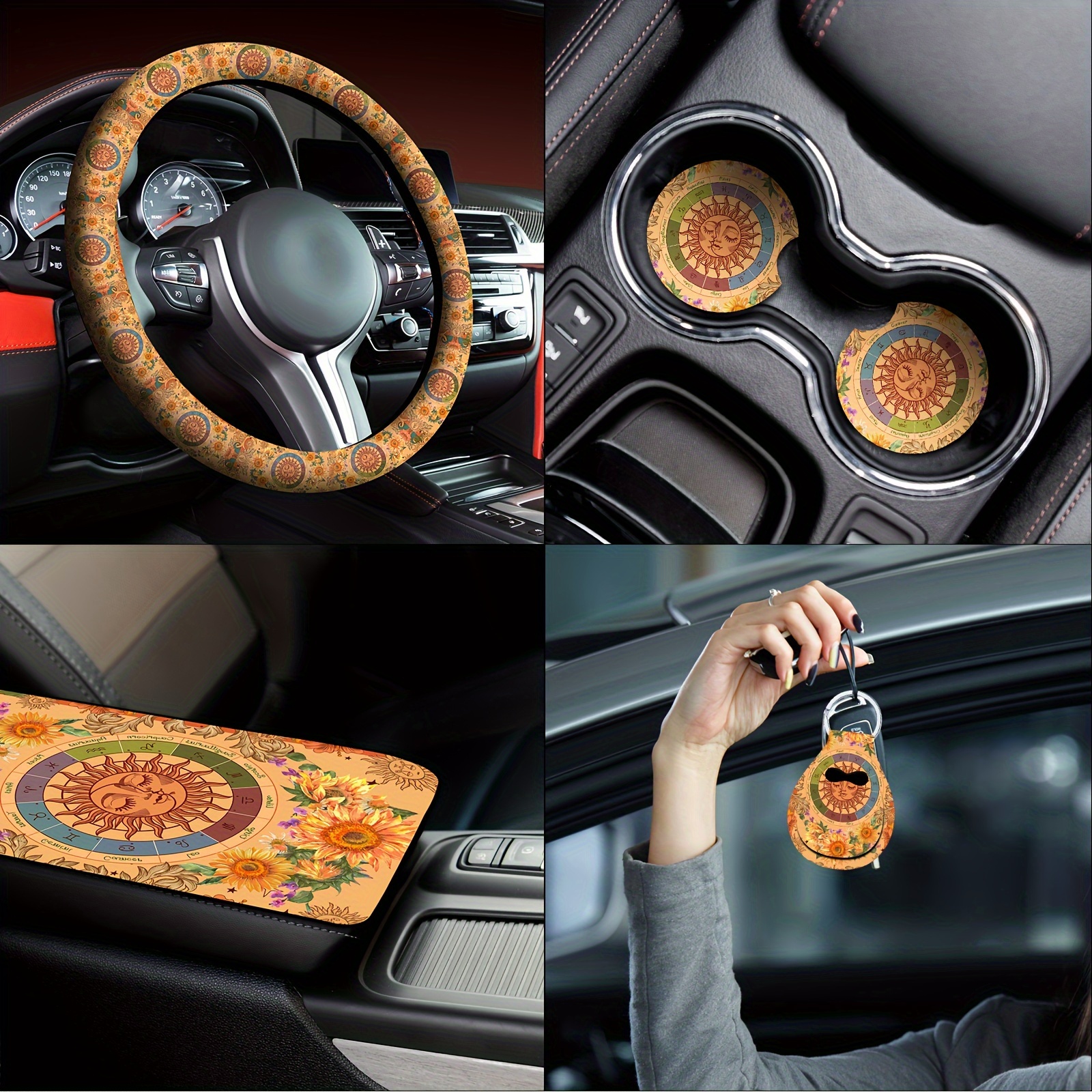Sunflower steering wheel cover and seat covers store