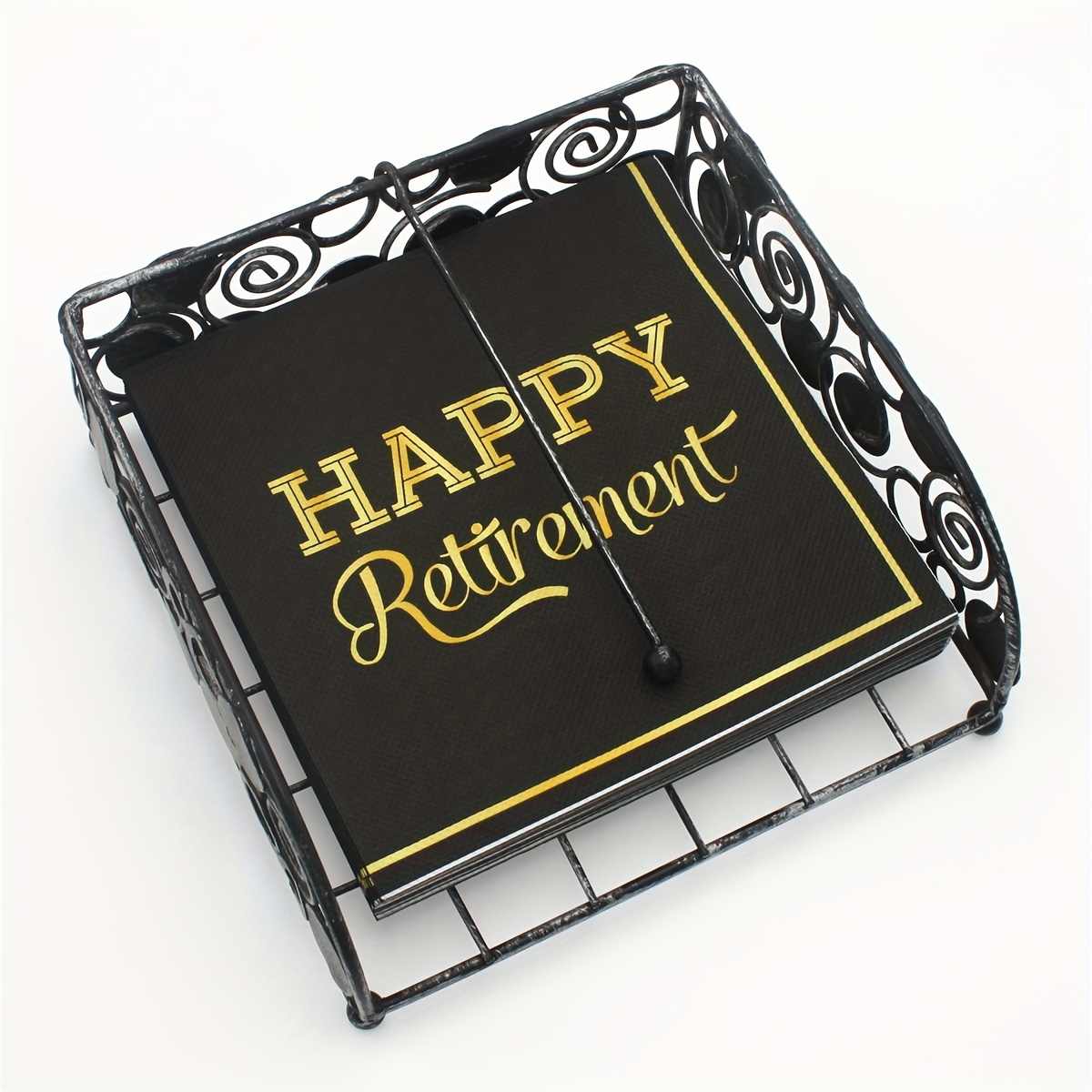 Black Golden Foil Party Paper Luncheon Napkins Retirement - Temu United