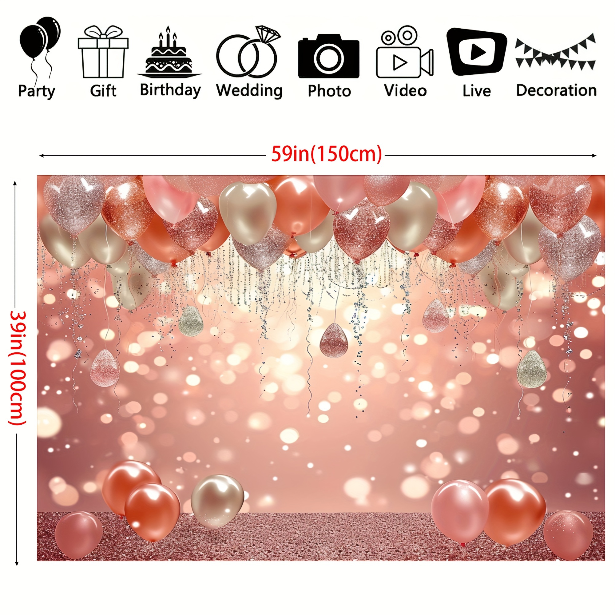 rose golden sequin wedding balloon backdrop cloth photo - Temu Philippines