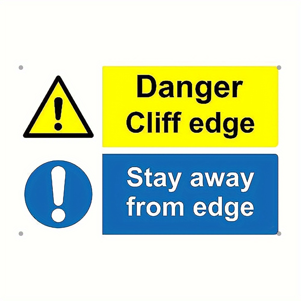 1-pack Aluminum Safety Signs 8x12 Inches, "danger Cliff Edge" & "stay ...